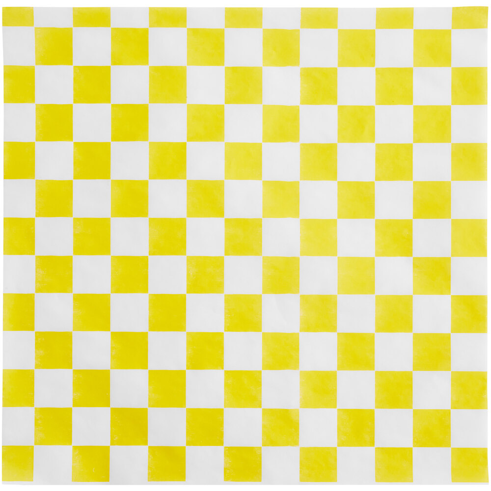 Choice 12" x 12" Yellow Check Deli Sandwich Wrap Paper - 1000/Pack