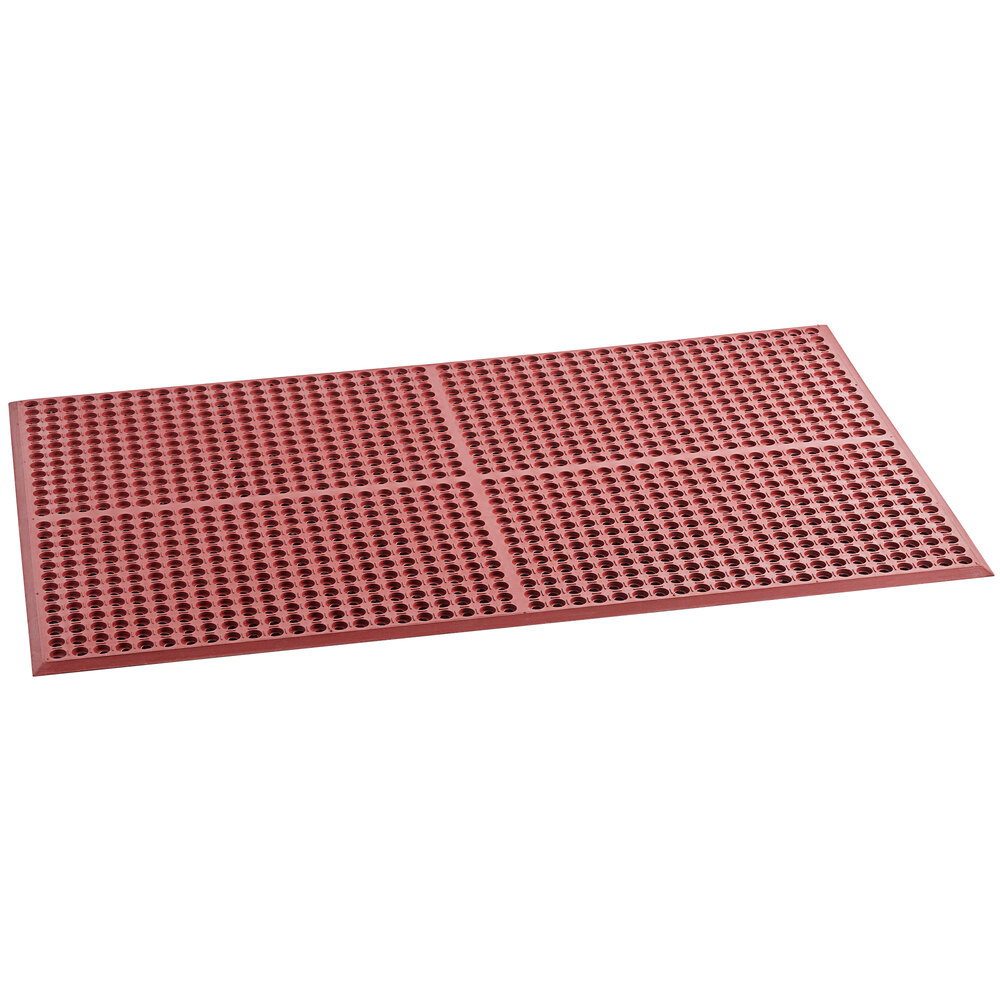 Choice 3' x 5' Red Cross Rubber Grease-Resistant Anti-Fatigue Floor Mat ...
