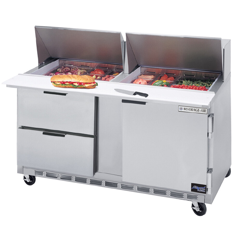Beverage-Air SPED60HC-12M-2 60" 1 Door 2 Drawer Mega Top Refrigerated ...