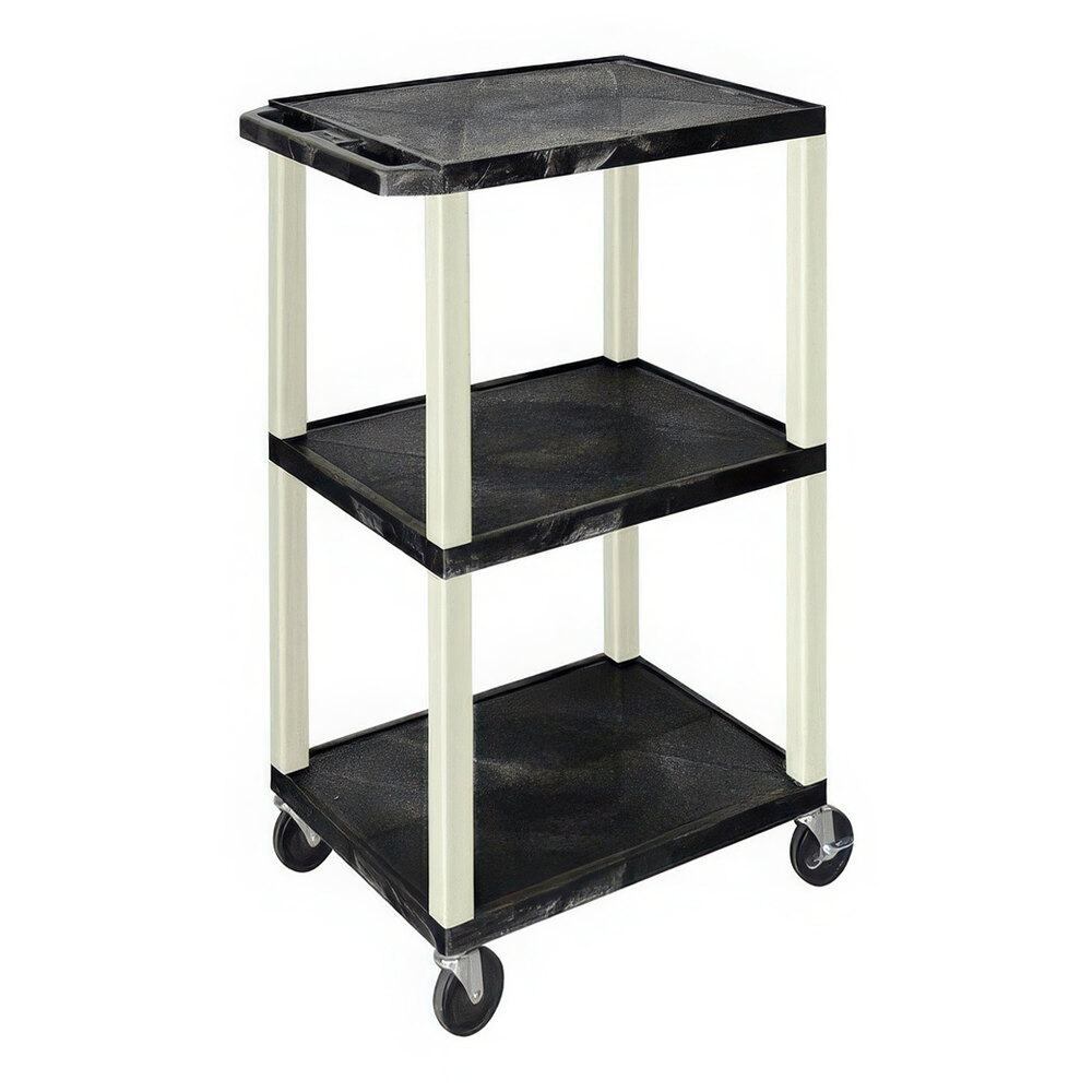 Luxor WT42E Black Tuffy AV Cart - 3 Shelf, 24" x 18" x 42"