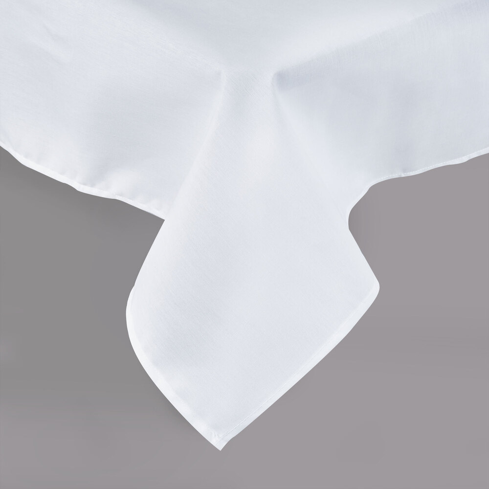 Intedge 54" x 114" Rectangular White Hemmed 65/35 Poly/Cotton Blend ...