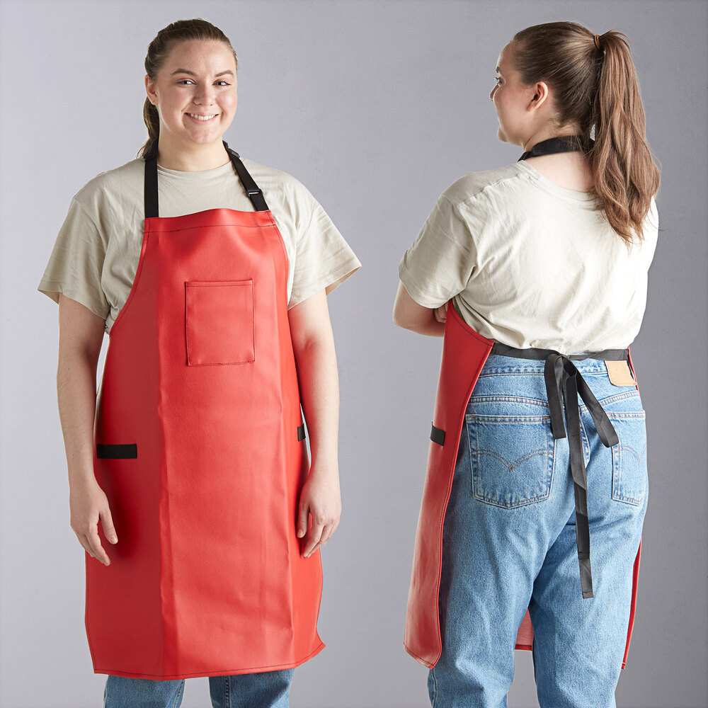 Choice Red 38 Mil Heavy Weight Vinyl Adjustable Dishwasher Apron with ...