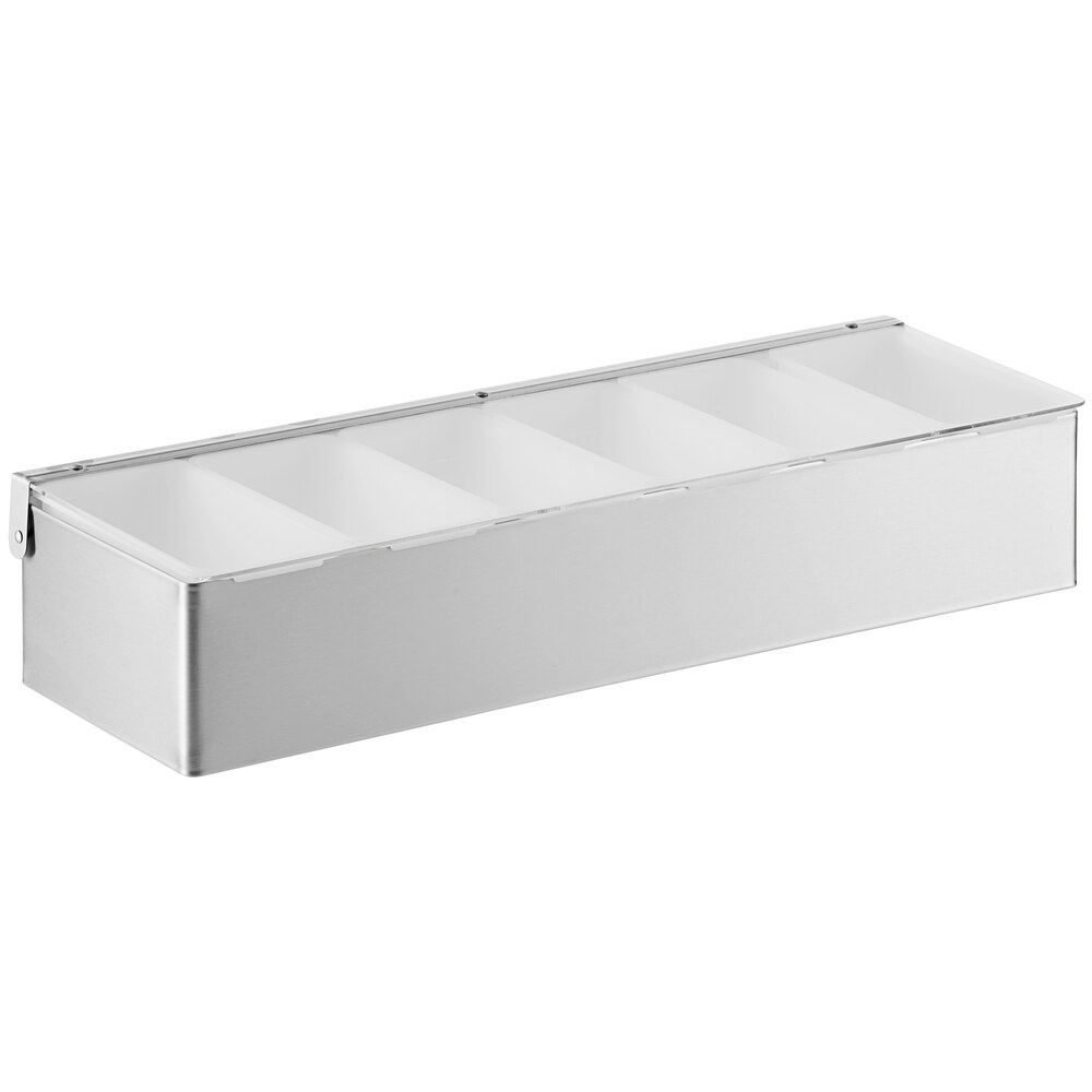 Tablecraft 6-Compartment Stainless Steel Condiment Bar with (6) 1 Pint ...