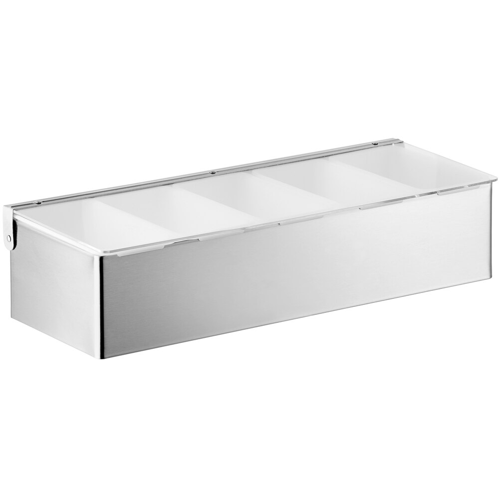 Tablecraft 5-Compartment Stainless Steel Condiment Bar with (5) 1 Pint ...
