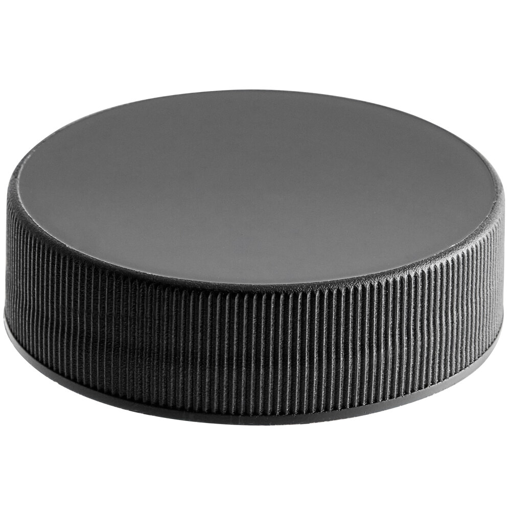38/400 Black Ribbed Continuous Thread Cap - Unlined - 2,250/Case