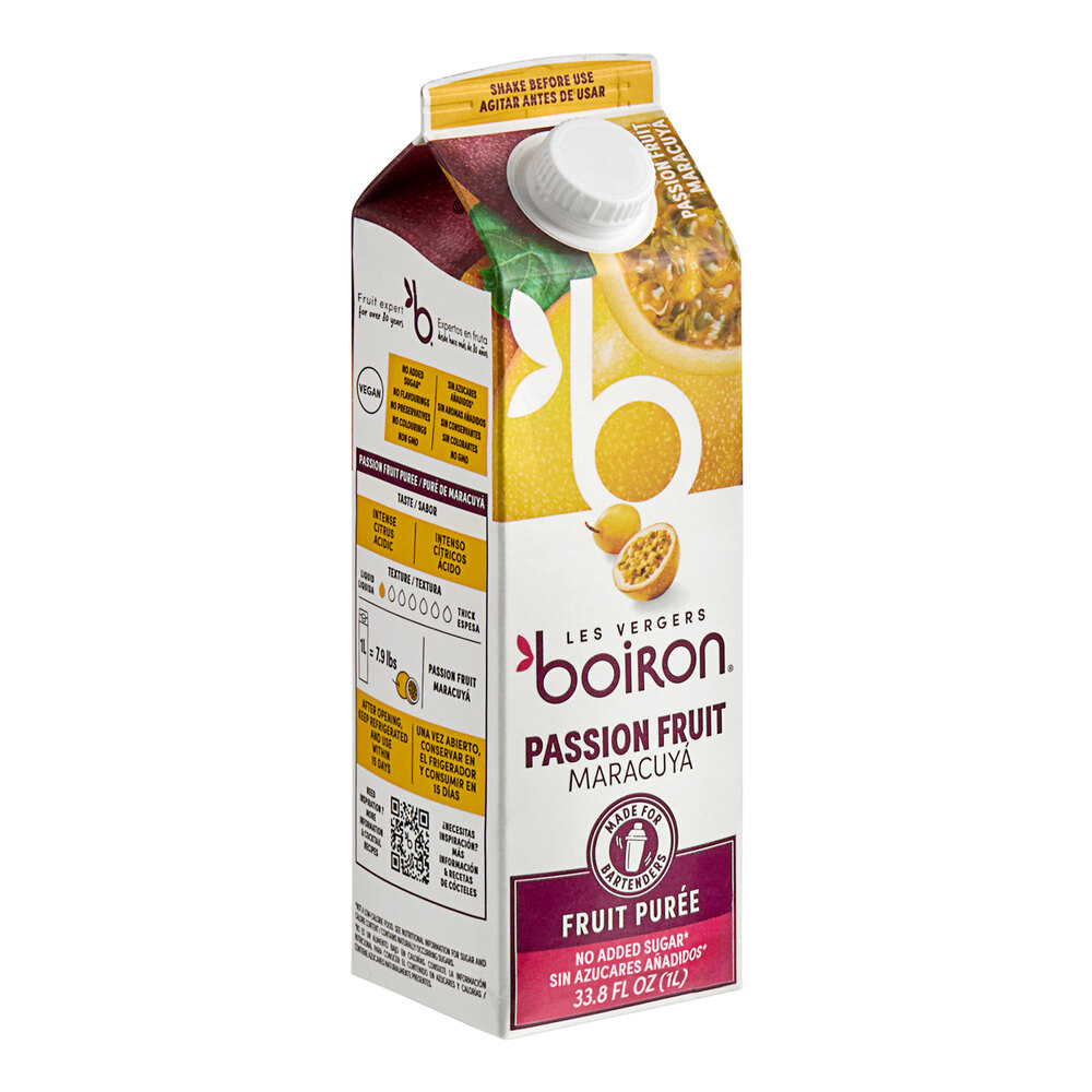 Les Vergers Boiron Passion Fruit Real Fruit Puree 1 Liter