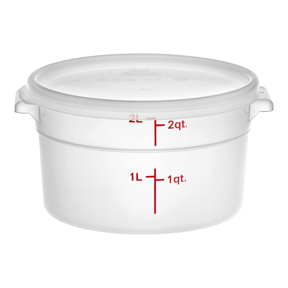 Choice 2 Qt. Translucent Round Polypropylene Food Storage Container and ...