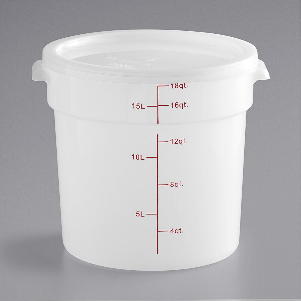 Choice 18 Qt. Translucent Round Polypropylene Food Storage Container ...