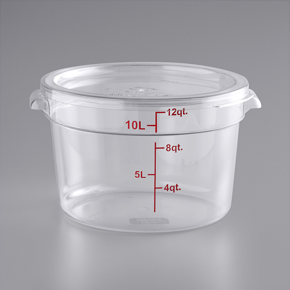 Choice 12 Qt. Clear Round Polycarbonate Food Storage Container and Lid