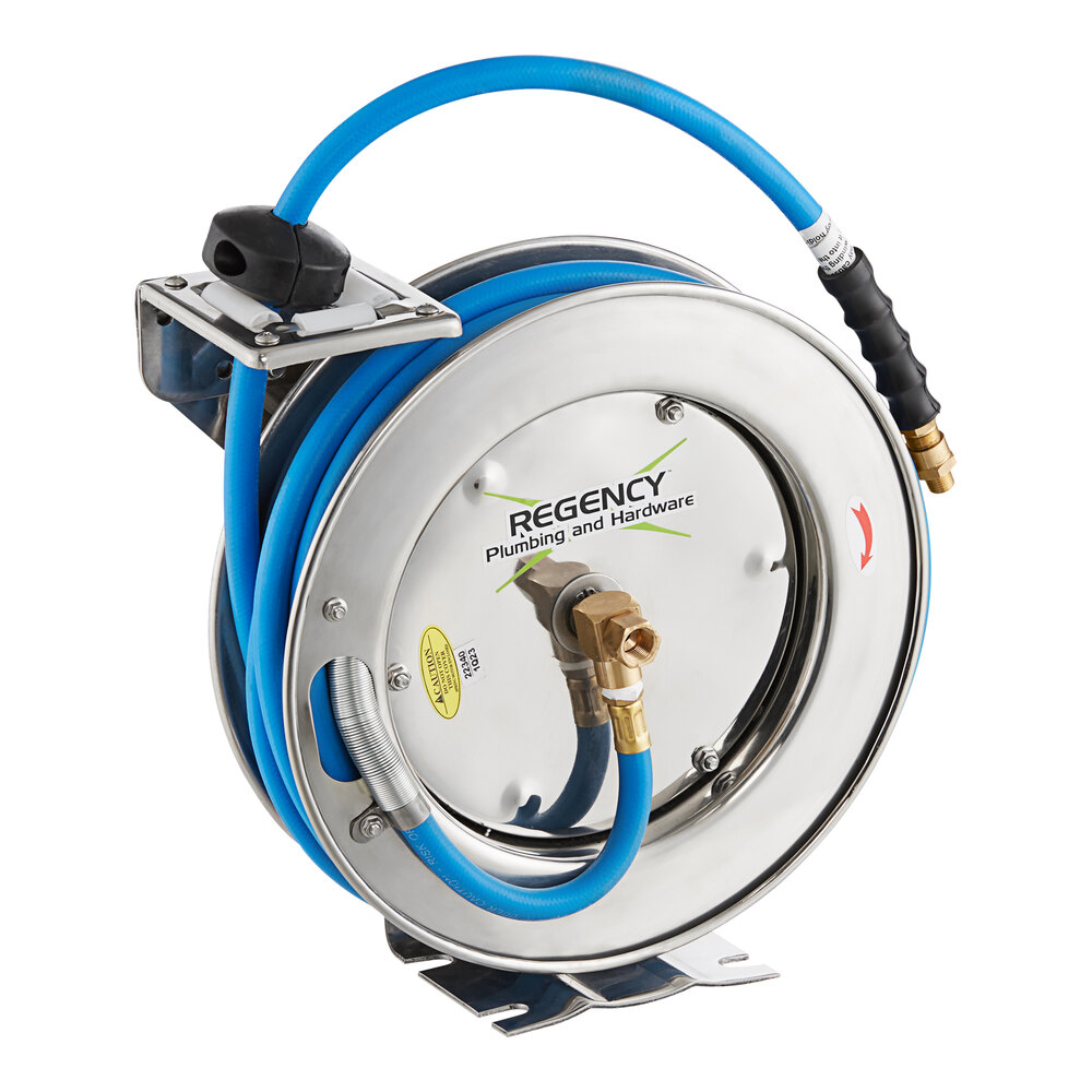 Regency Open Stainless Steel Hose Reel with 35' x 3/8" Hose