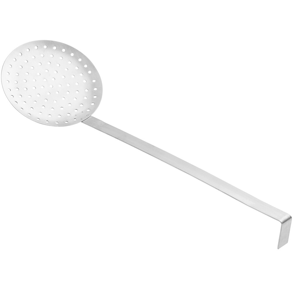 Choice 4 1/2" Two-Piece Stainless Steel Round Perforated Skimmer