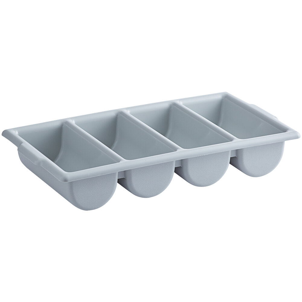 Tablecraft Gray 4-Compartment Plastic Cutlery Box / Flatware Bin with ...