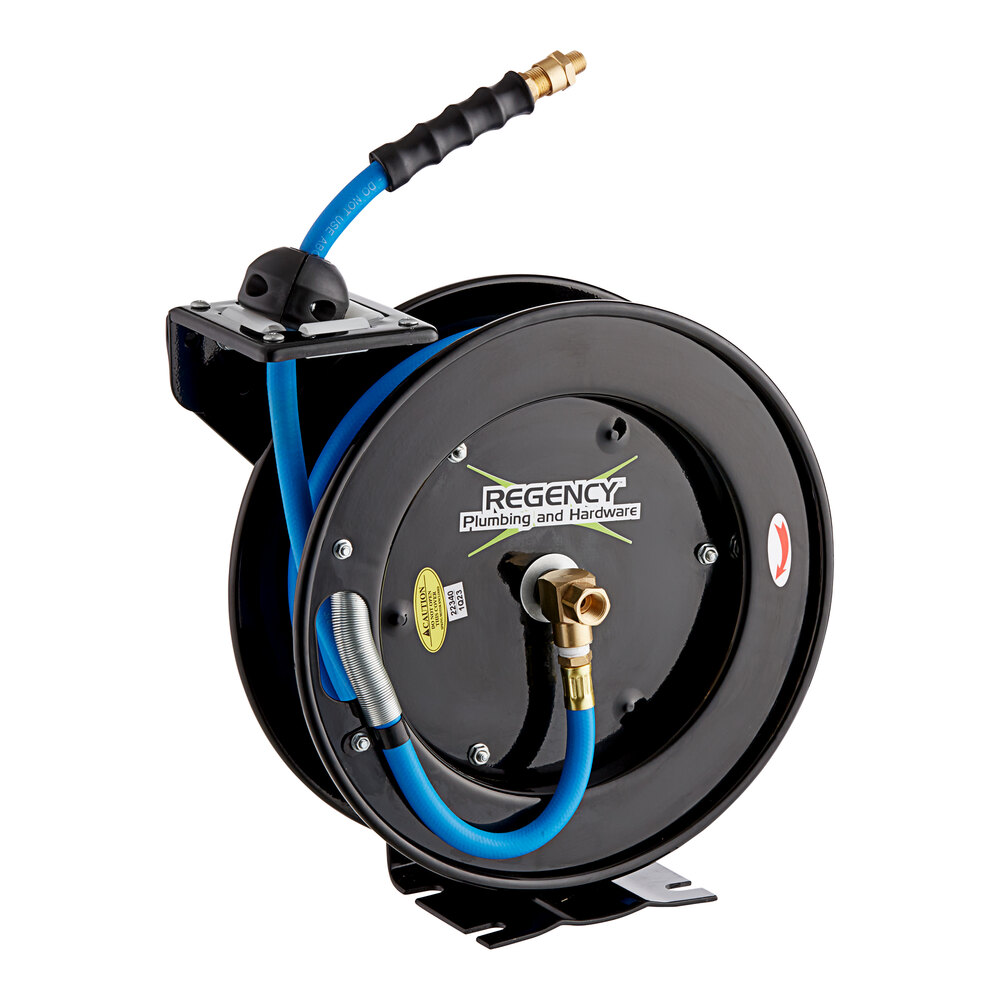 Regency Open Powder-Coated Steel Hose Reel with 15' x 3/8" Hose