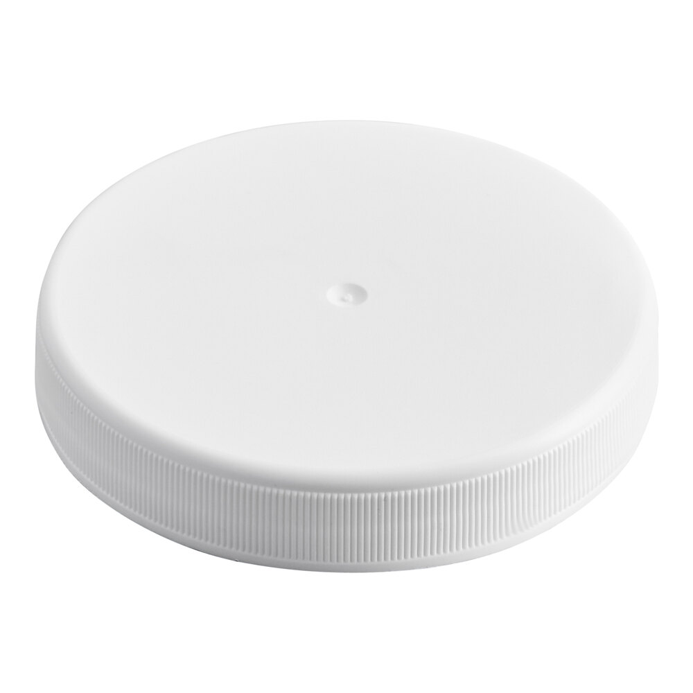 63/400 White Ribbed Plastic Cap with Foam Liner - 1,200/Case