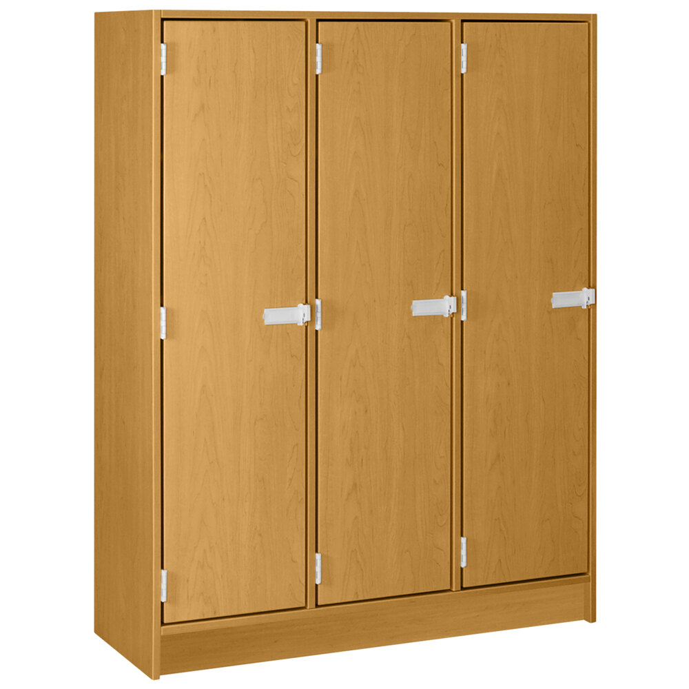 I.D. Systems 45" x 18" x 59" Light Oak Triple Storage Locker with Doors ...