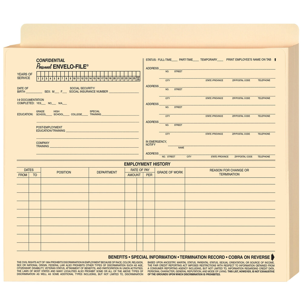 ComplyRight Envo-File Expandable Confidential Personnel Folder - 25/Pack