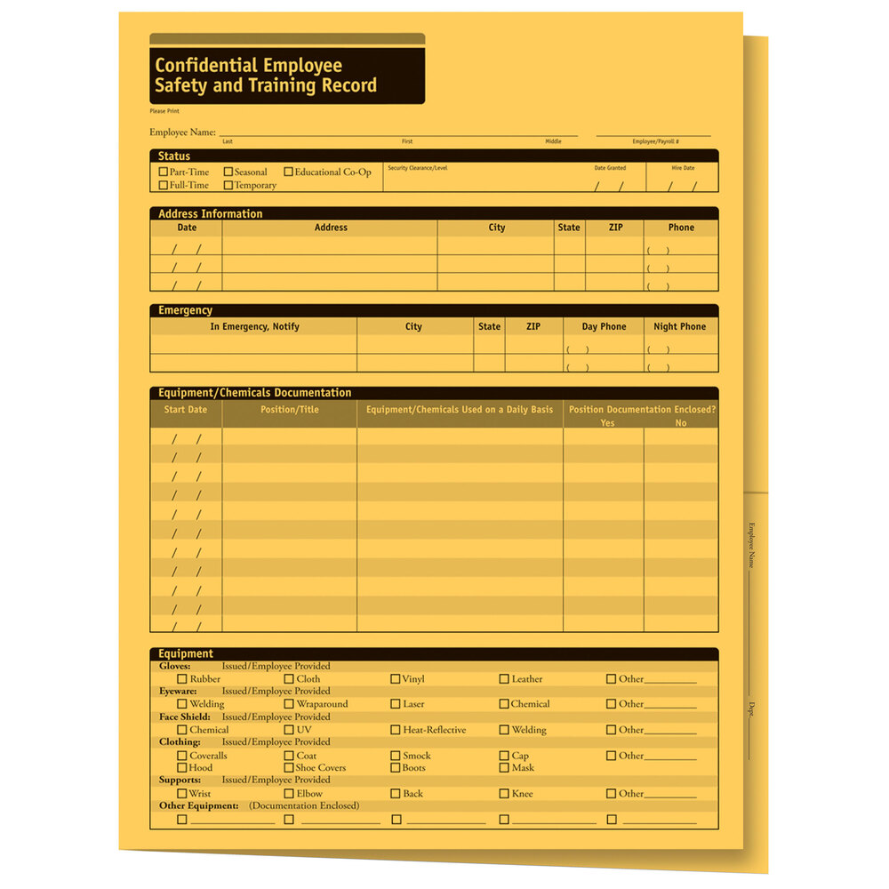ComplyRight Confidential Employee Safety and Training Record Folder ...