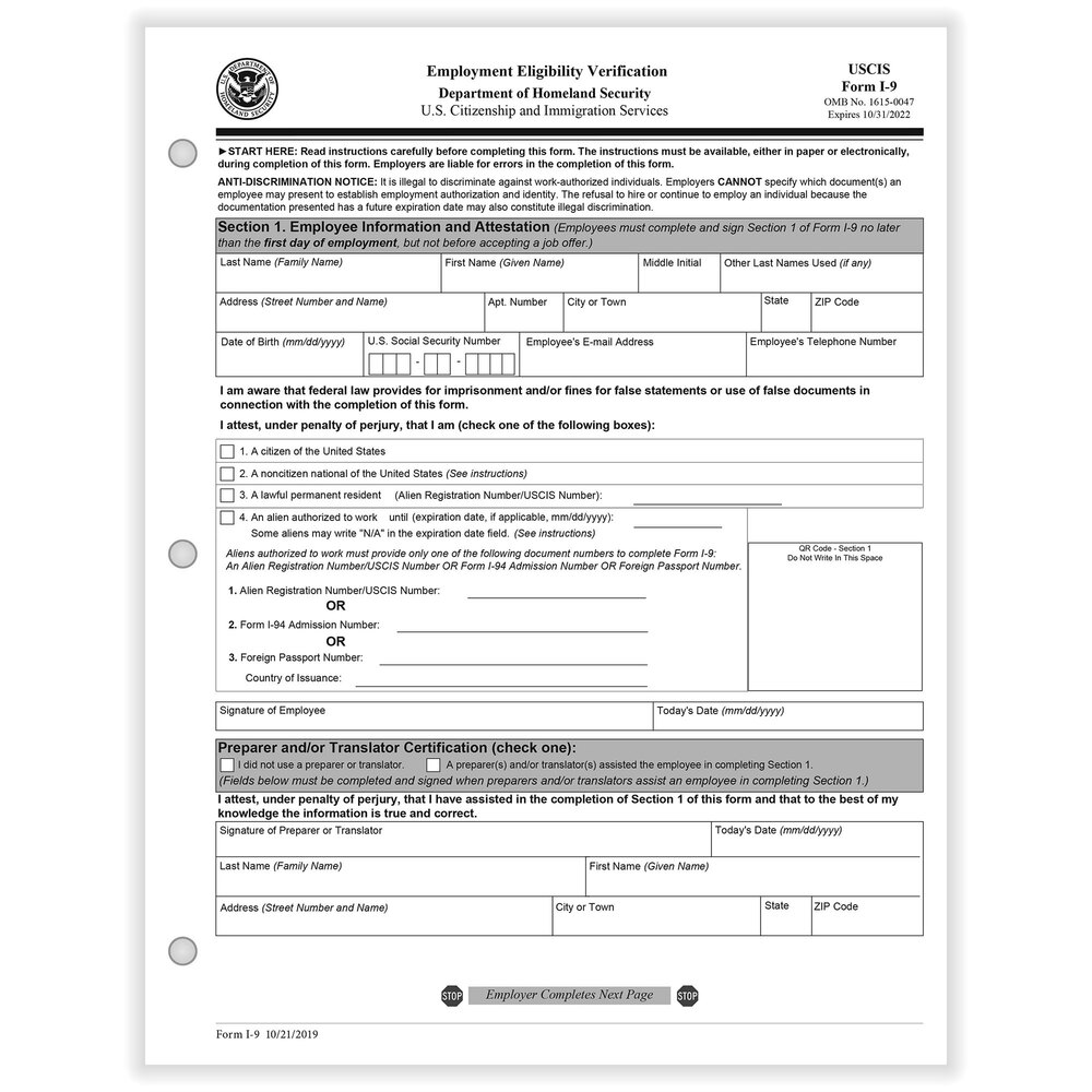 ComplyRight I 9 Employment Eligibility Verification Form 50 Pack ComplyRight I 9 Employment Eligibility Verification Form 50 Pack