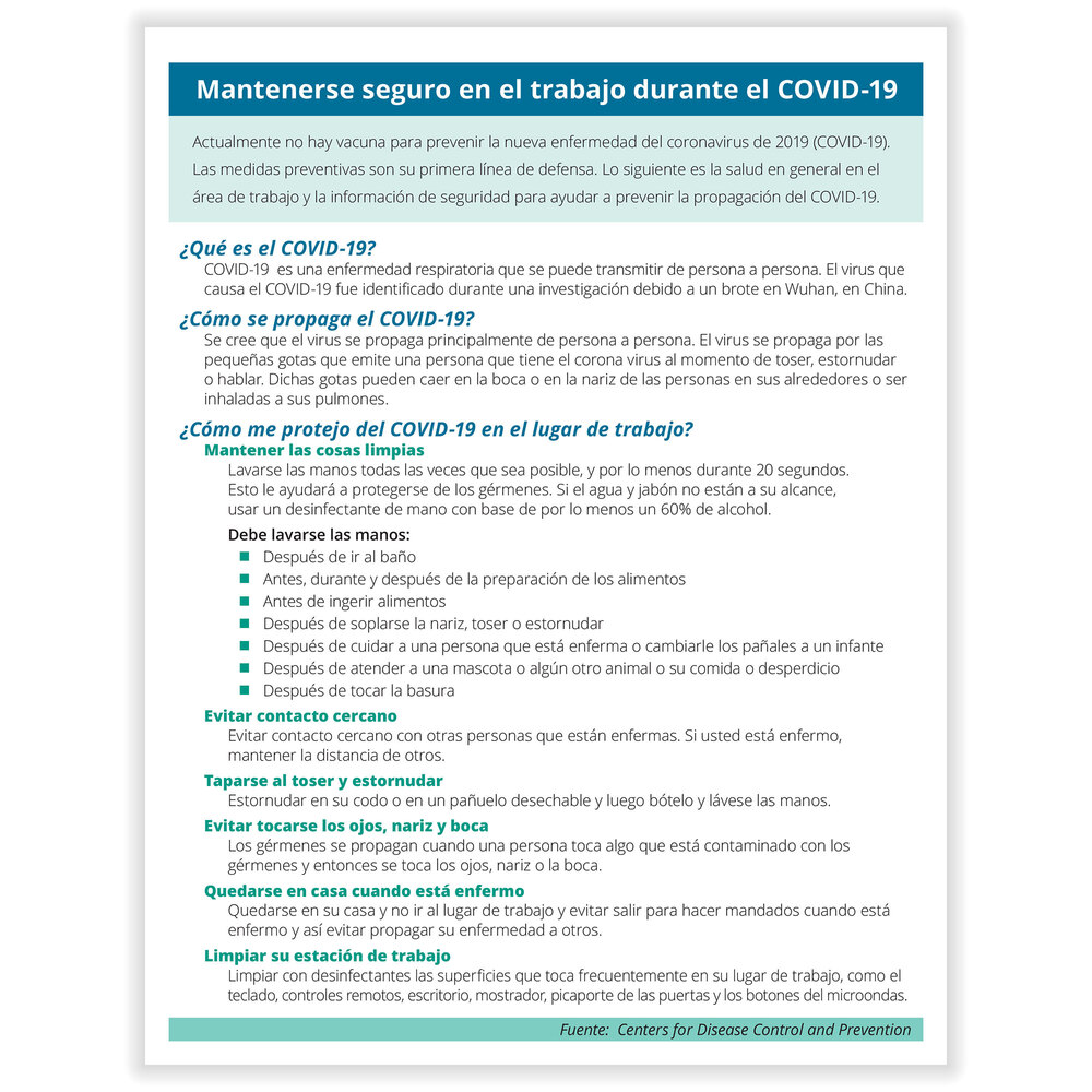 ComplyRight Coronavirus Stress and Management Prevention Spanish ...