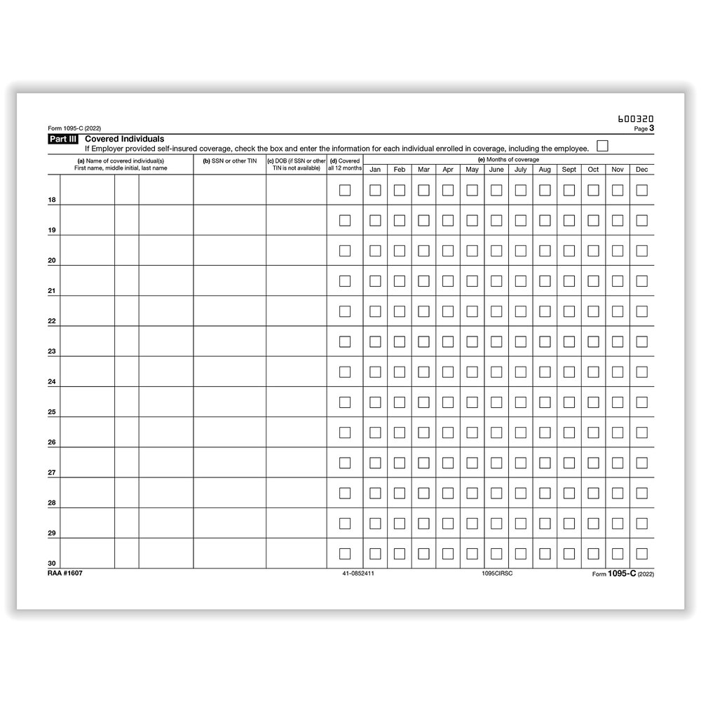 ComplyRight 8 1/2" x 11" 1095-C IRS Copy of Employer-Provided Health ...