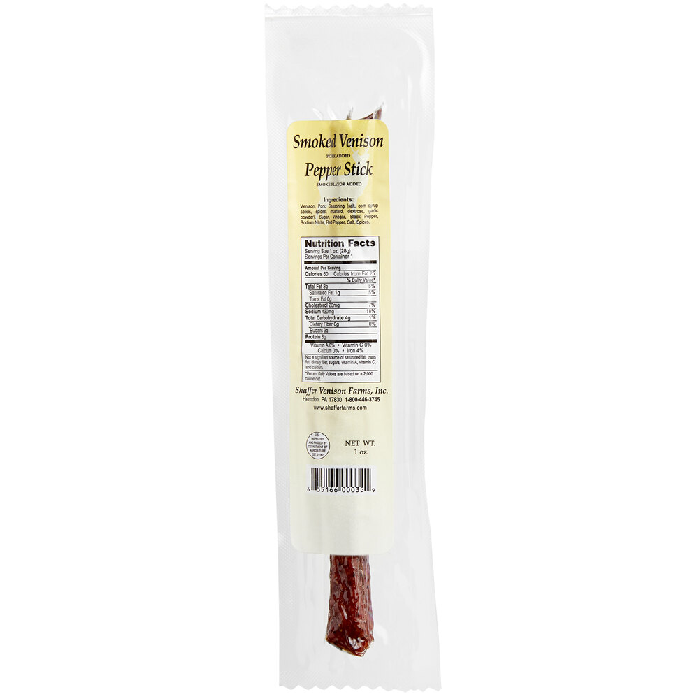 Shaffer Venison Farms 1 oz. Pepper Venison Snack Stick - 240/Case