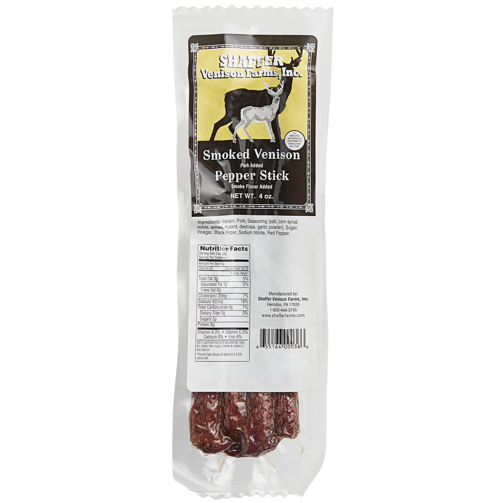 Shaffer Venison Farms 4 oz. Pepper Venison Snack Stick - 24/Case