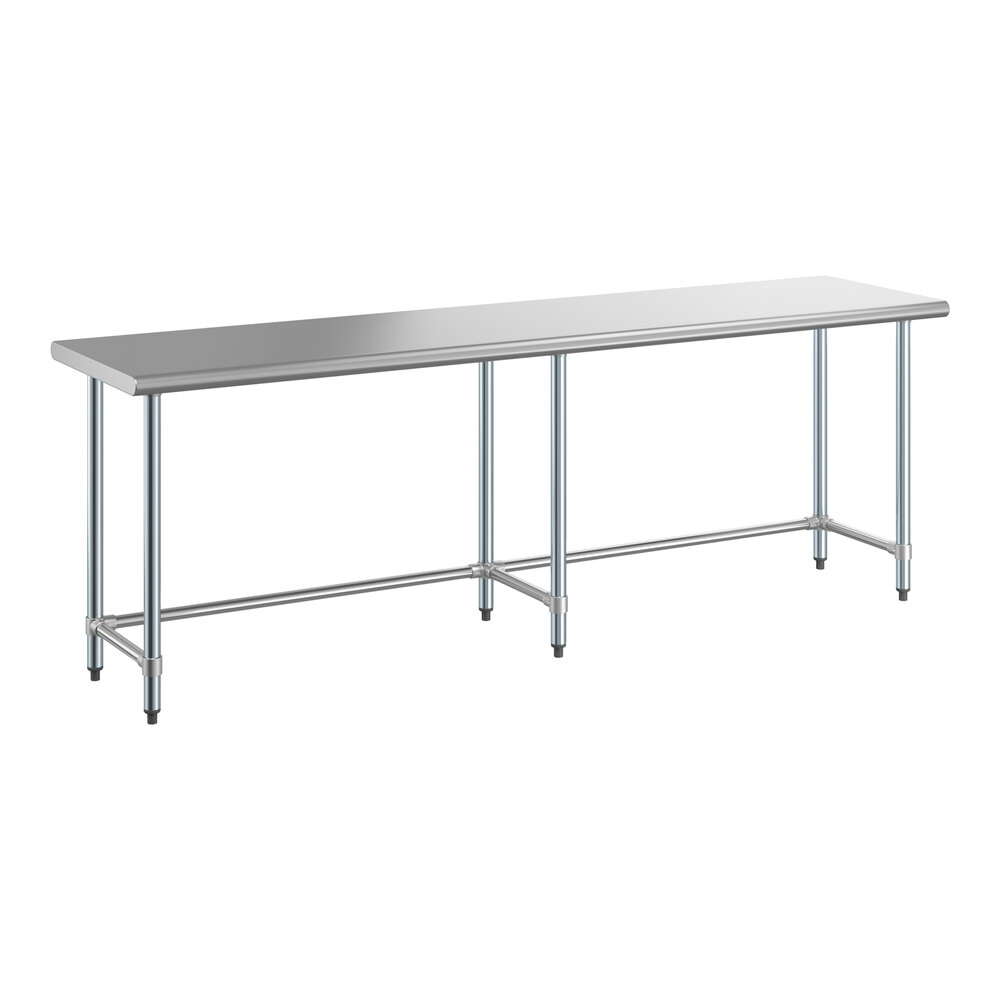 Steelton 24" x 96" 18-Gauge 430 Stainless Steel Open Base Work Table