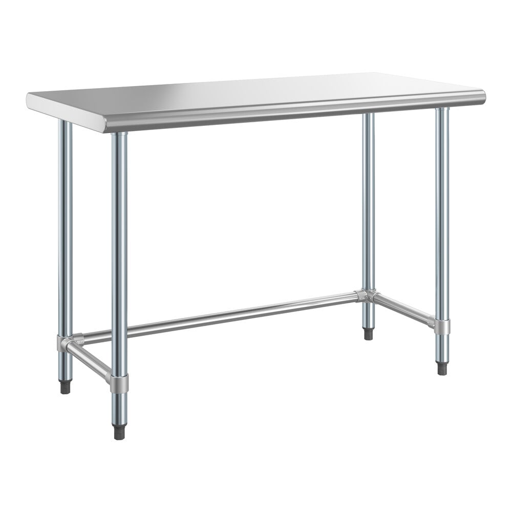 Steelton 24" x 48" 18-Gauge 430 Stainless Steel Open Base Work Table