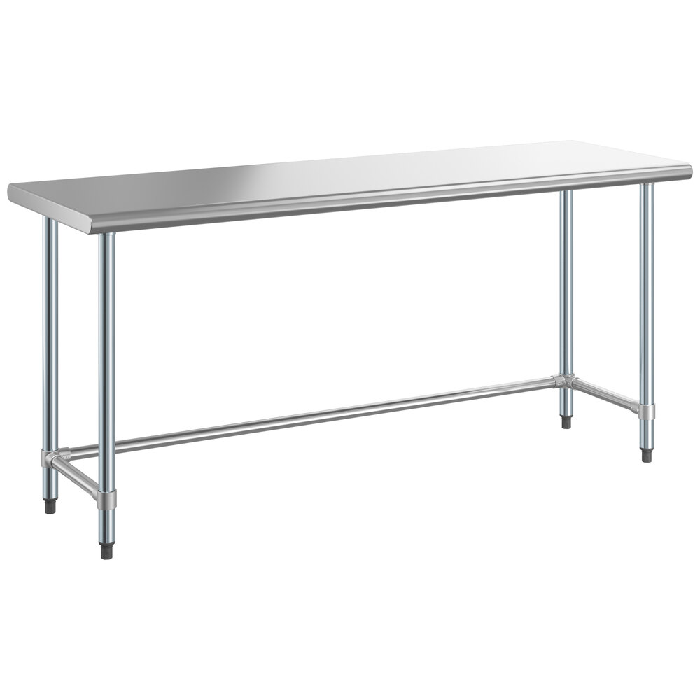 Steelton 24" x 72" 18-Gauge 430 Stainless Steel Open Base Work Table