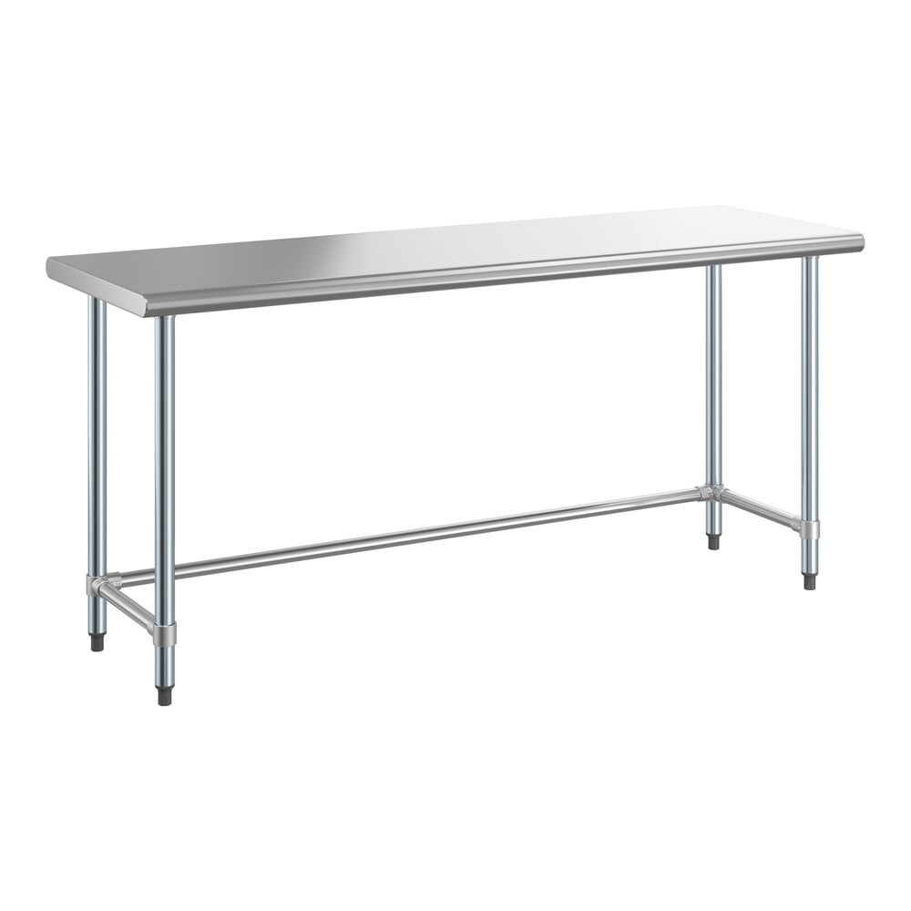 Steelton 24" x 72" 18-Gauge 430 Stainless Steel Open Base Work Table