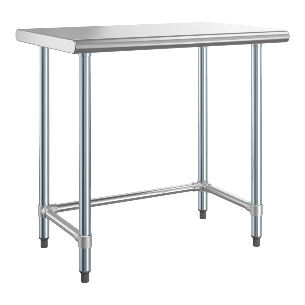 Steelton 24" x 36" 18-Gauge 430 Stainless Steel Open Base Work Table