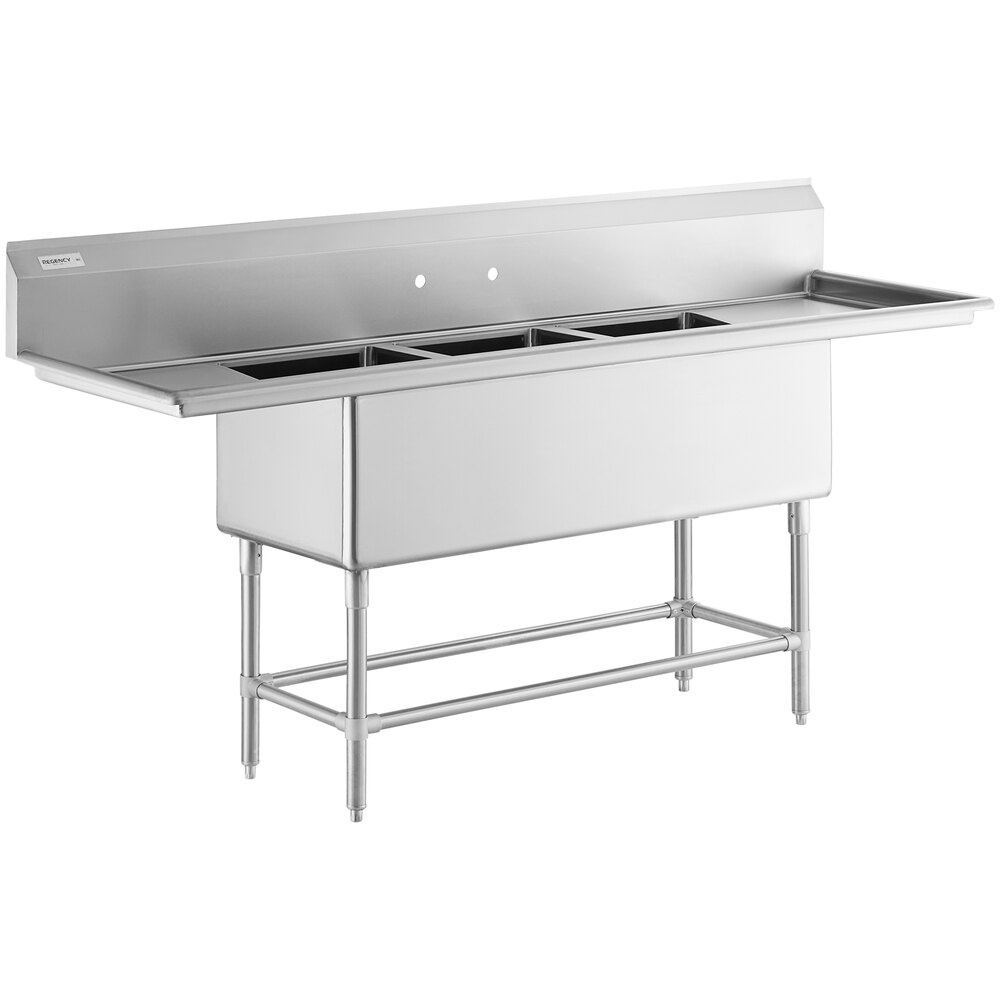 Regency Spec Line 88" 14 Gauge Stainless Steel Three Compartment ...
