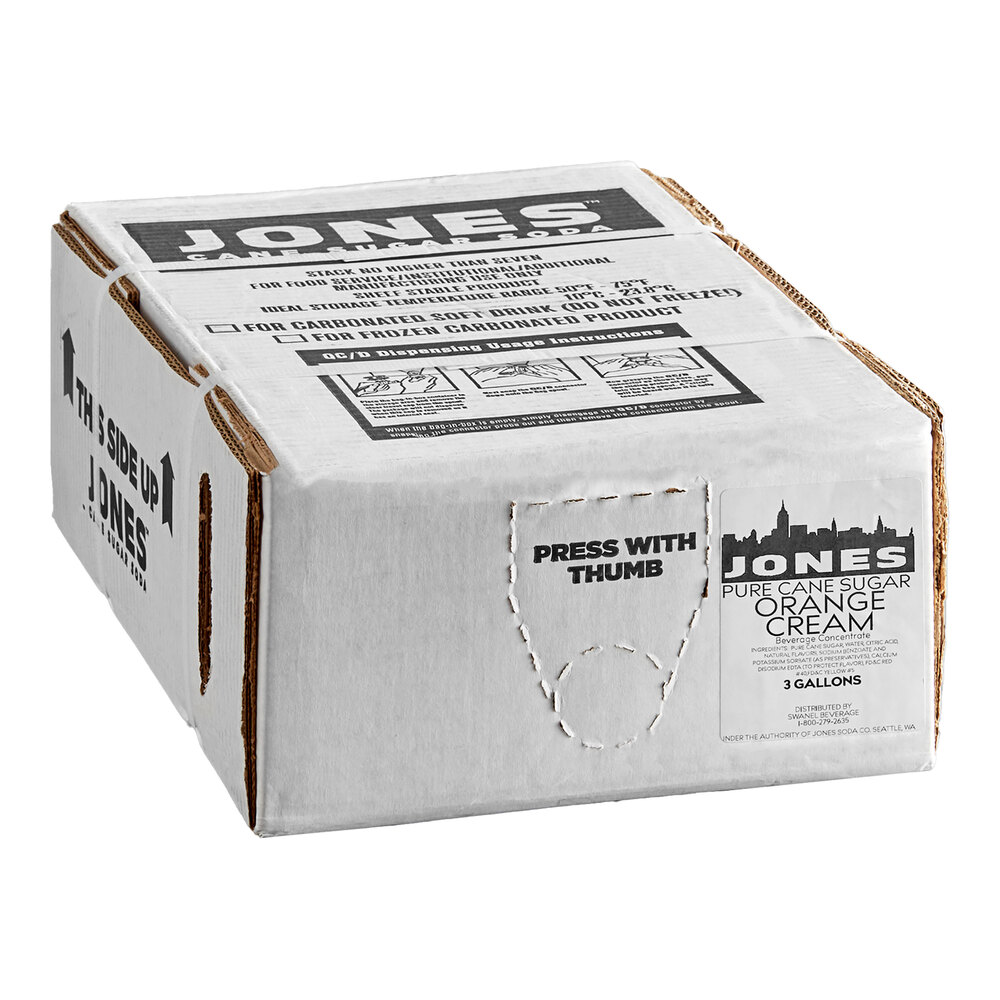 Jones Orange & Cream Beverage / Soda Syrup 3 Gallon Bag in Box