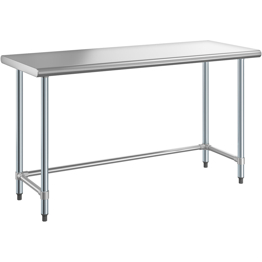 Steelton 24" x 60" 18-Gauge 430 Stainless Steel Open Base Work Table