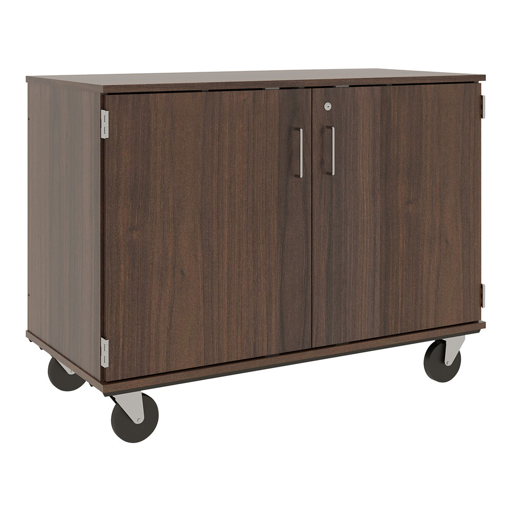 I.D. Systems 36" Tall Dark Walnut Mobile Cubbie Storage Cart with ...