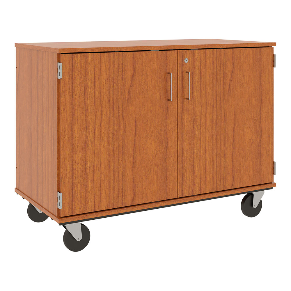 I.D. Systems 36" Tall Medium Cherry Mobile Cubbie Storage Cart with ...