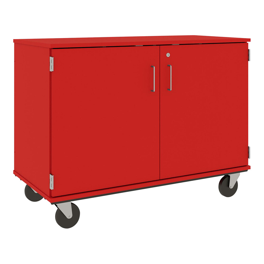 I.D. Systems 36" Tall Tulip Red Mobile Cubbie Storage Cart with Locking ...