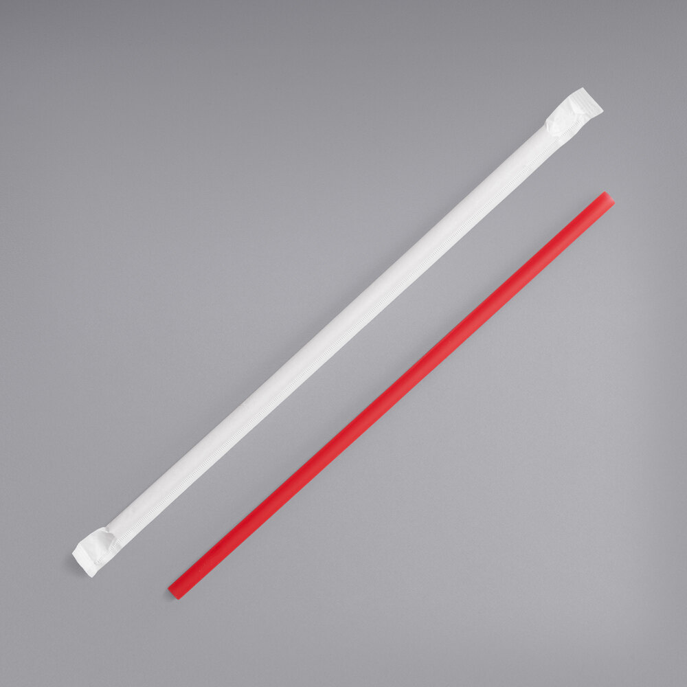Dixie 10 1/4" Giant Red Wrapped Straw - 1200/Case