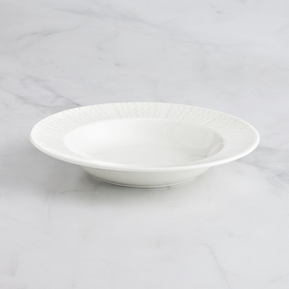 RAK Porcelain Leon 10 1/4" Ivory Embossed Wide Rim Porcelain Deep Plate ...