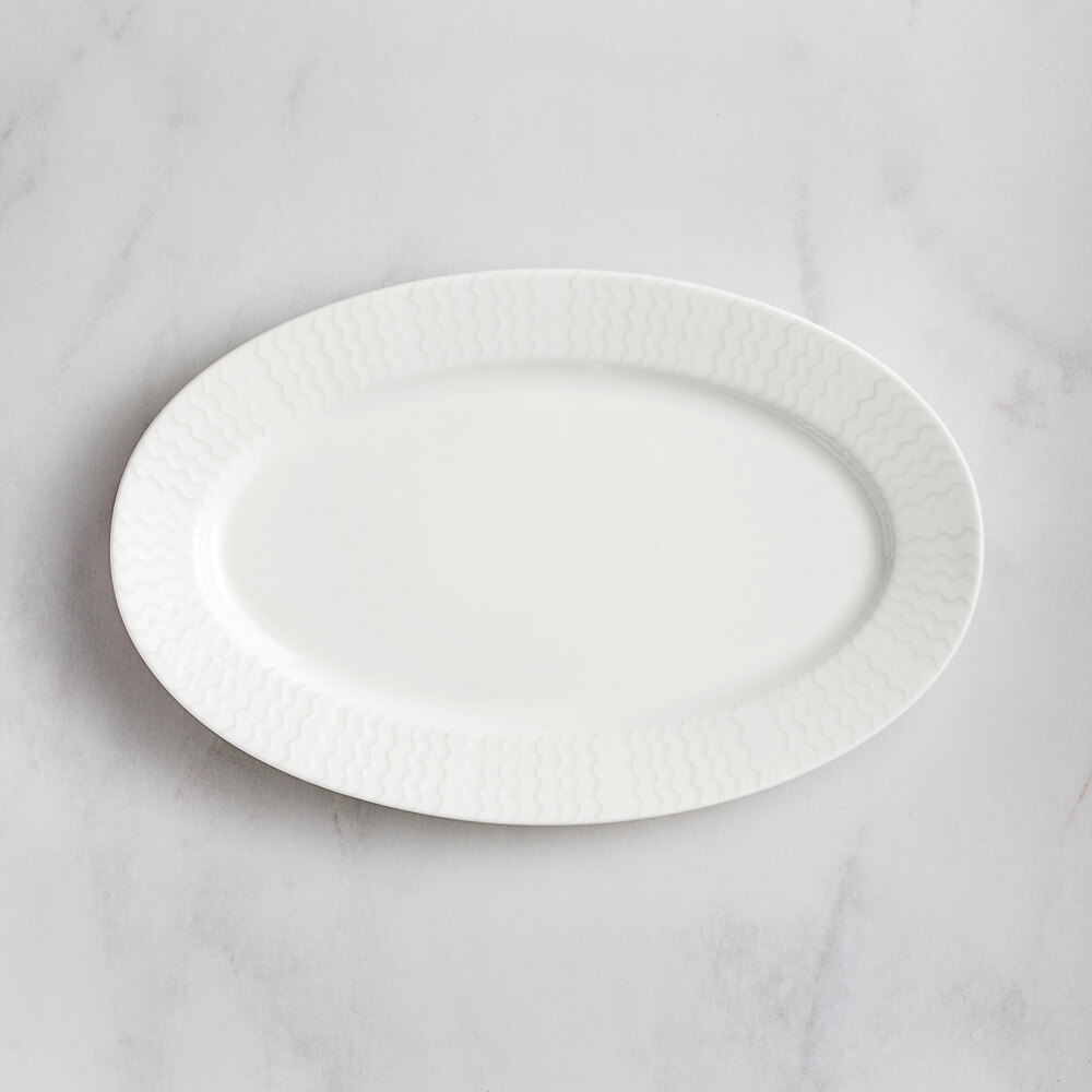RAK Porcelain Leon 12 5/8" x 8 5/8" Ivory Embossed Wide Rim Porcelain ...