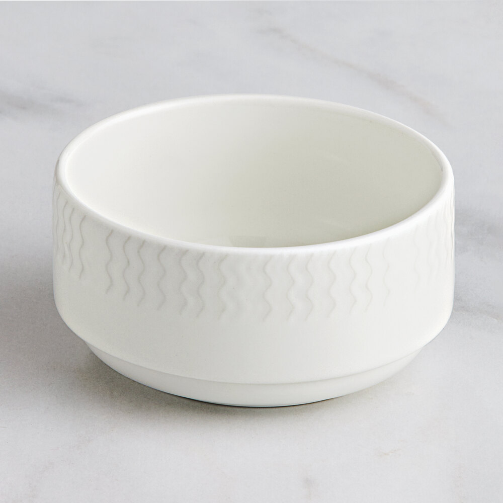 RAK Porcelain Leon 16.3 oz. Ivory Embossed Porcelain Stackable Bowl ...