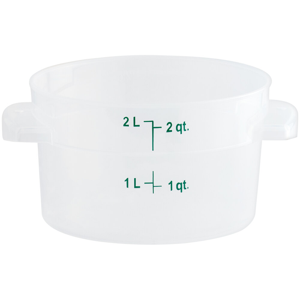 Vigor 2 Qt. Translucent Round Polypropylene Food Storage Container