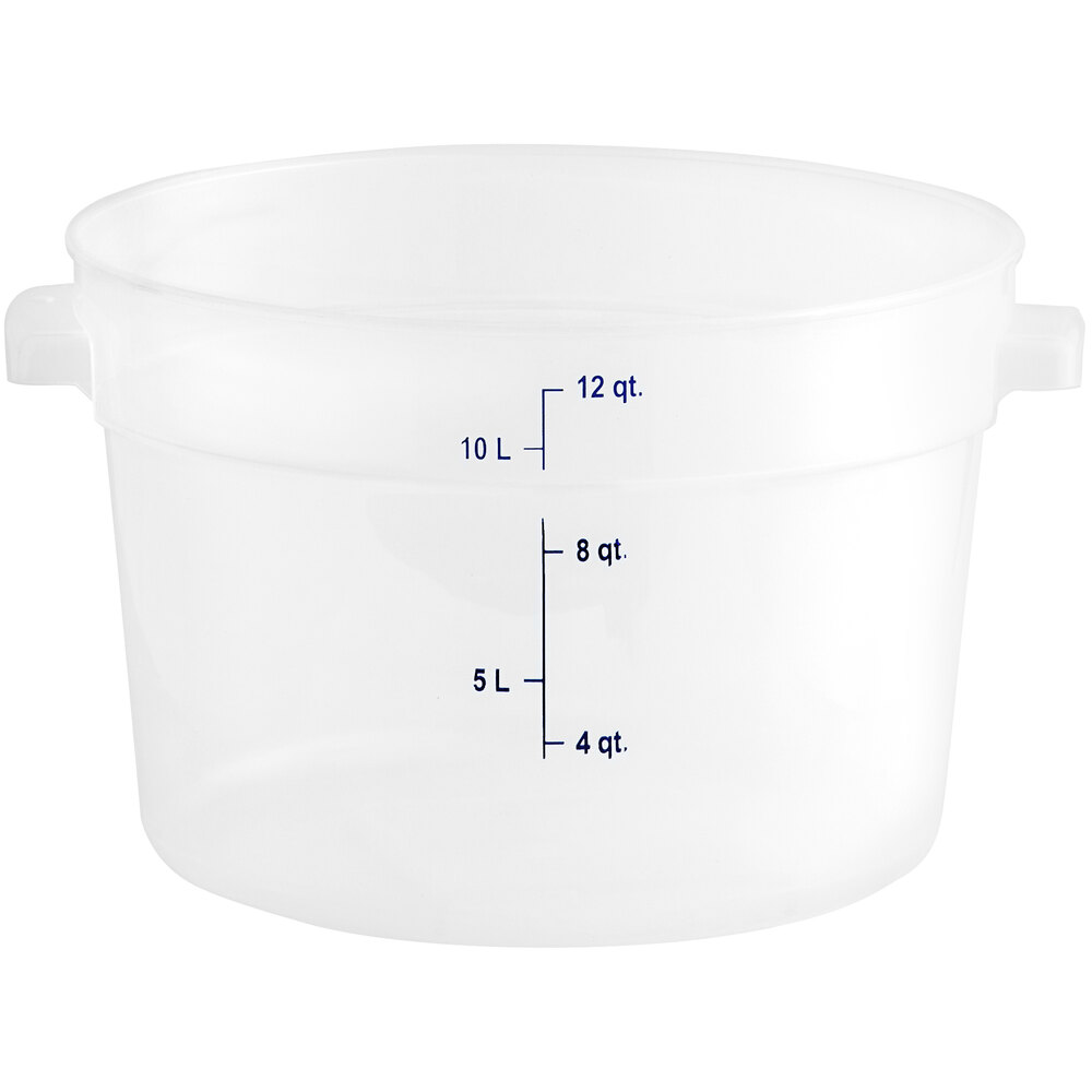 Vigor 12 Qt. Translucent Round Polypropylene Food Storage Container