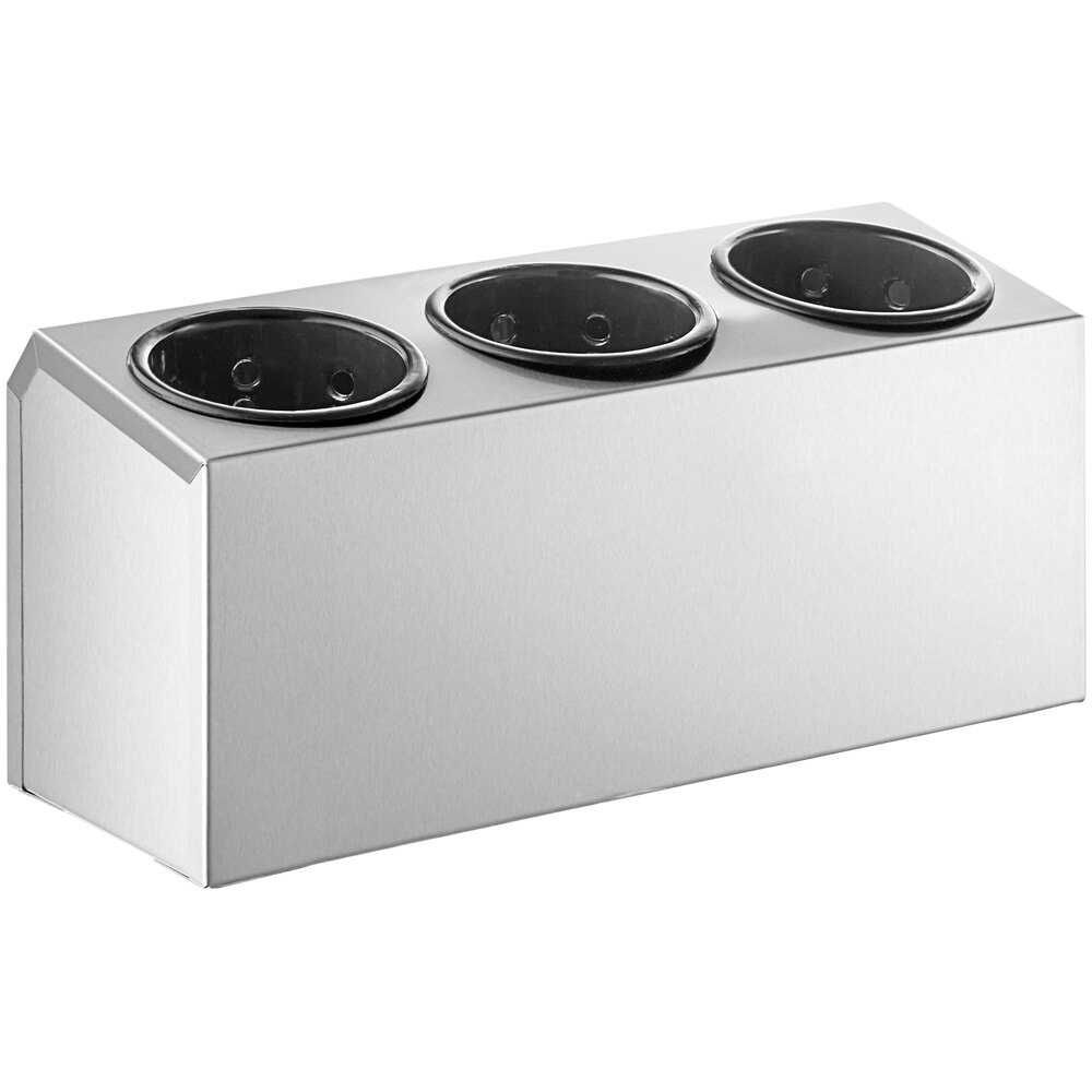 Choice Three Hole Stainless Steel Flatware Organizer with Black ...