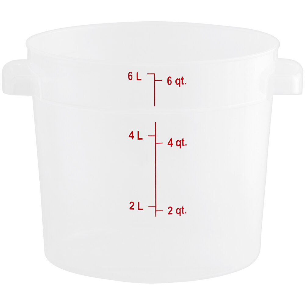 Vigor 6 Qt. Translucent Round Polypropylene Food Storage Container