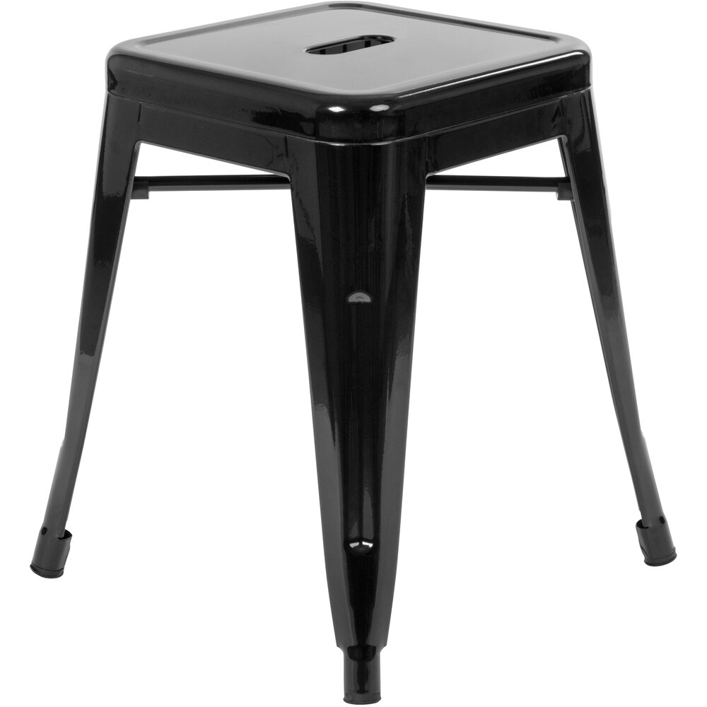Flash Furniture ET-BT3503-18-BLK-GG 18" Black Stackable Metal Indoor ...