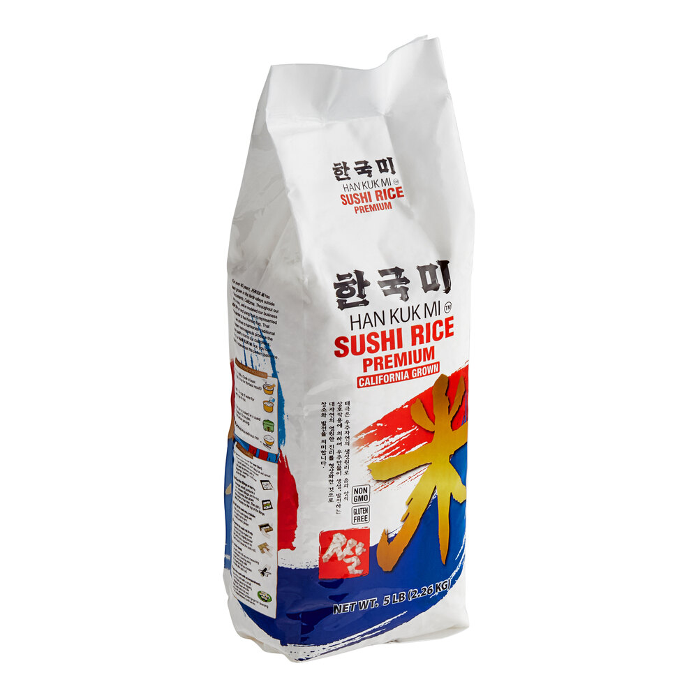 Han Kuk Mi Extra Fancy Sushi Rice 5 lb. - 8/Case