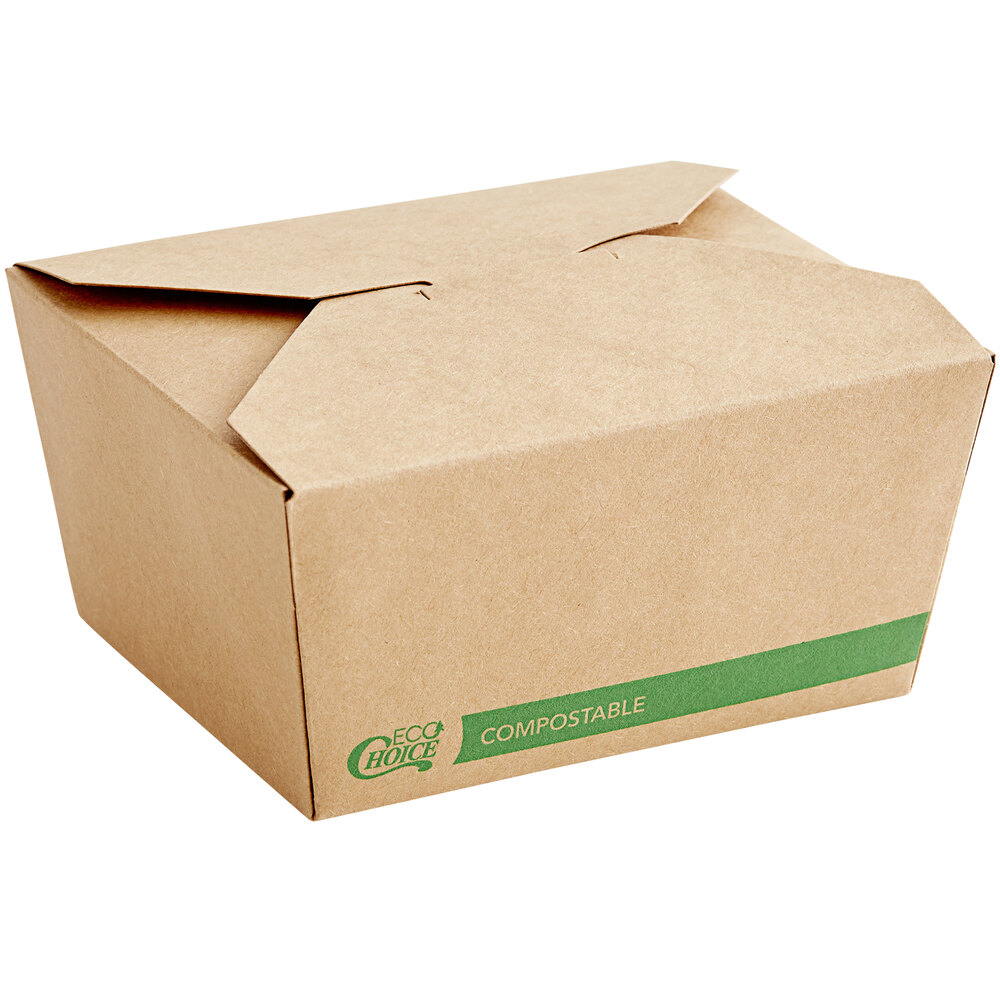 EcoChoice 4 5/8" x 3 1/2" x 2 1/2" Kraft PLA Lined Compostable #1 Take ...
