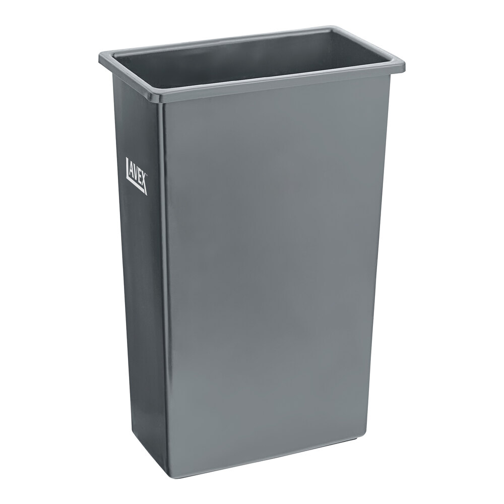 Lavex Economy 23 Gallon Gray Slim Rectangular Trash Can
