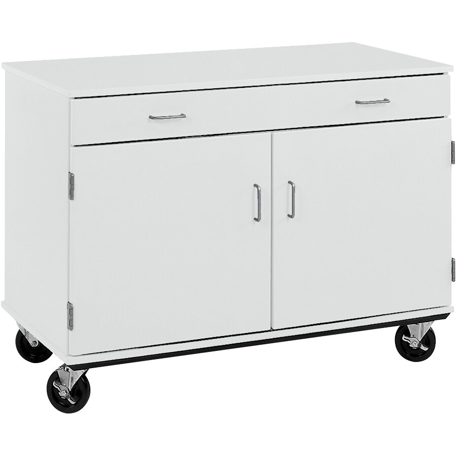 I.D. Systems 36" Tall Fashion Grey Two Door Mobile Storage Cabinet with ...
